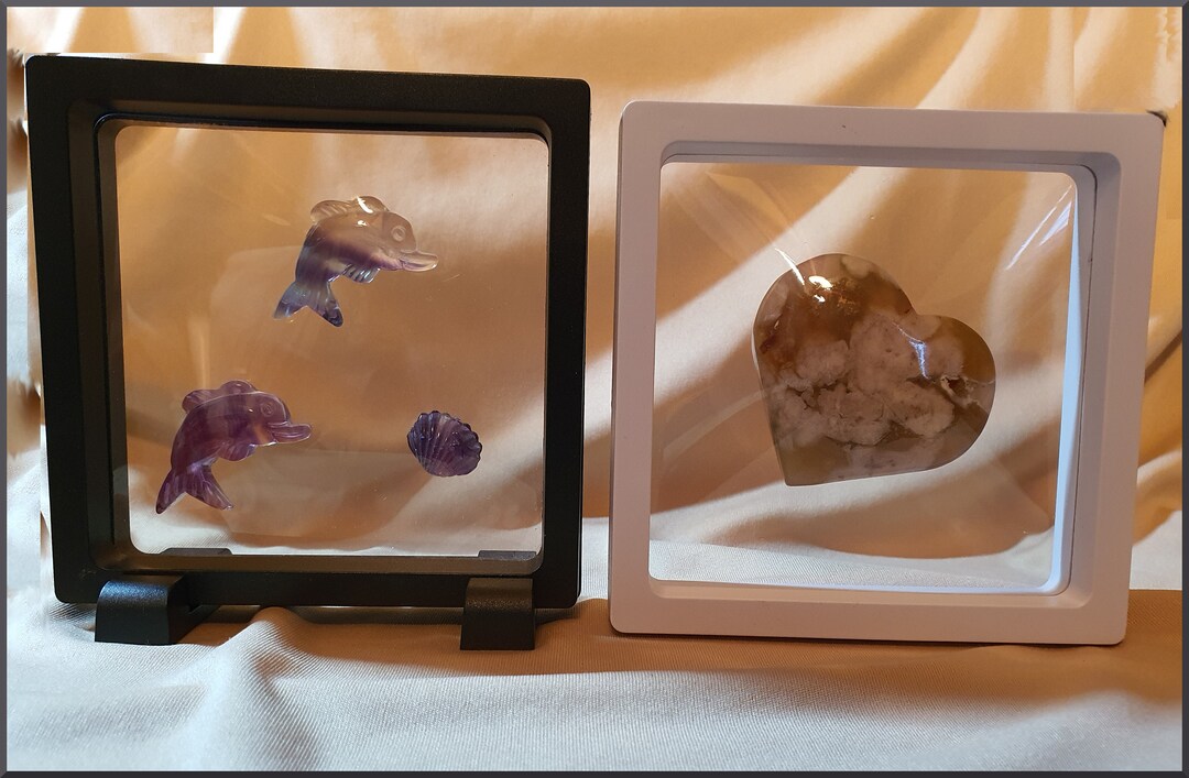 Square 3D Floating Display Frame, Black or White Display Stand, 4.25 - Etsy