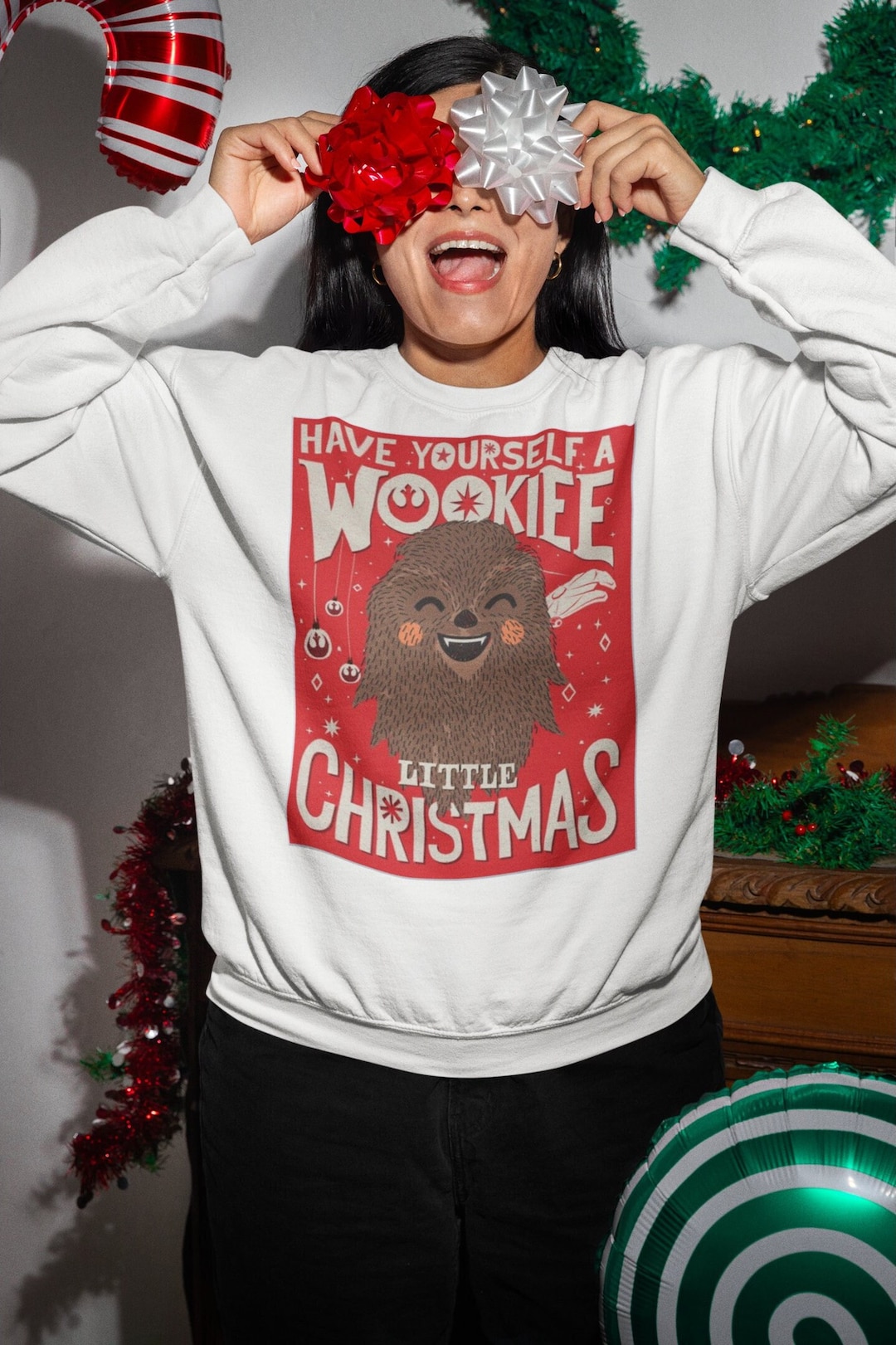 Merry Little Christmas wookie Star Wars Sweatshirt L Star - Etsy