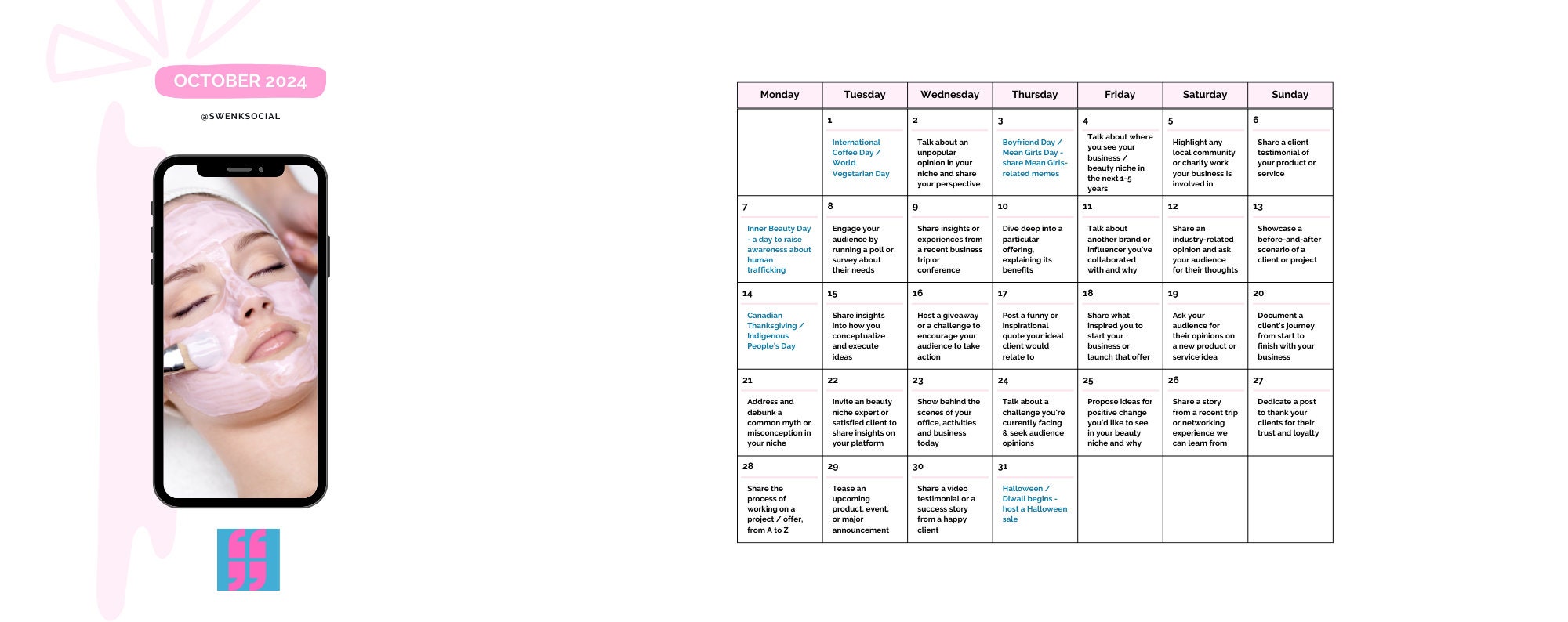 Esthetician Marketing Planner Calendar: Grow Your Esthetics Business ...