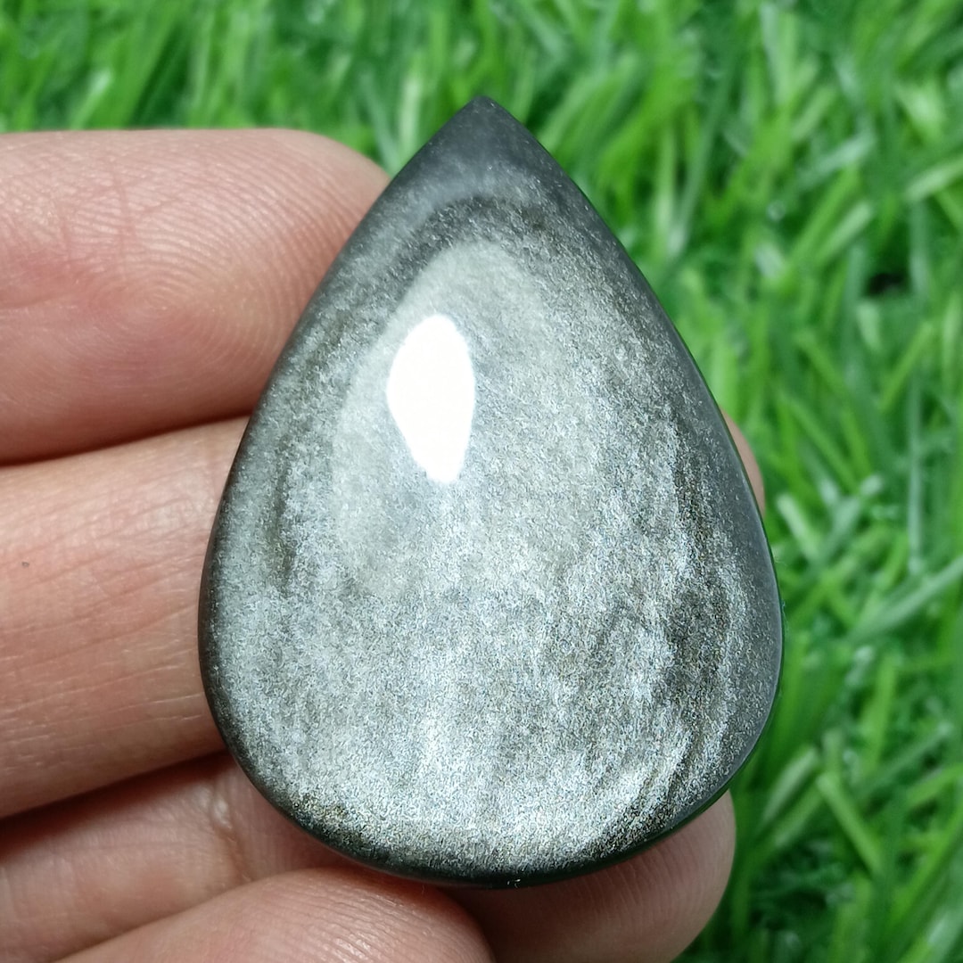 Silver Sheen Obsidian Cabochon: Natural Loose Gemstone for Wire ...