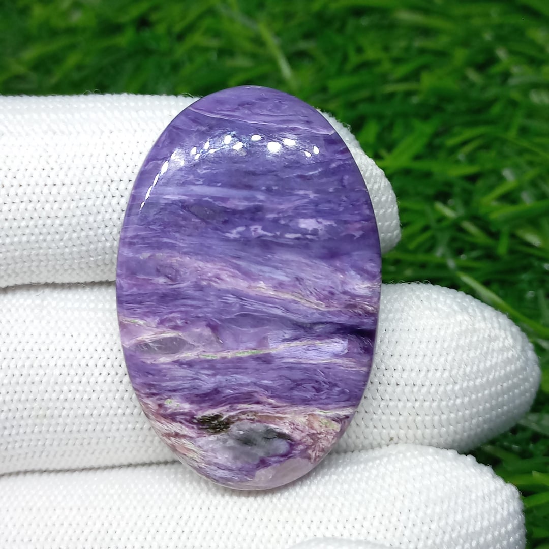 Natural Purple Charoite Cabochon Purple Cabochone Size-24×37×6mm,weight ...