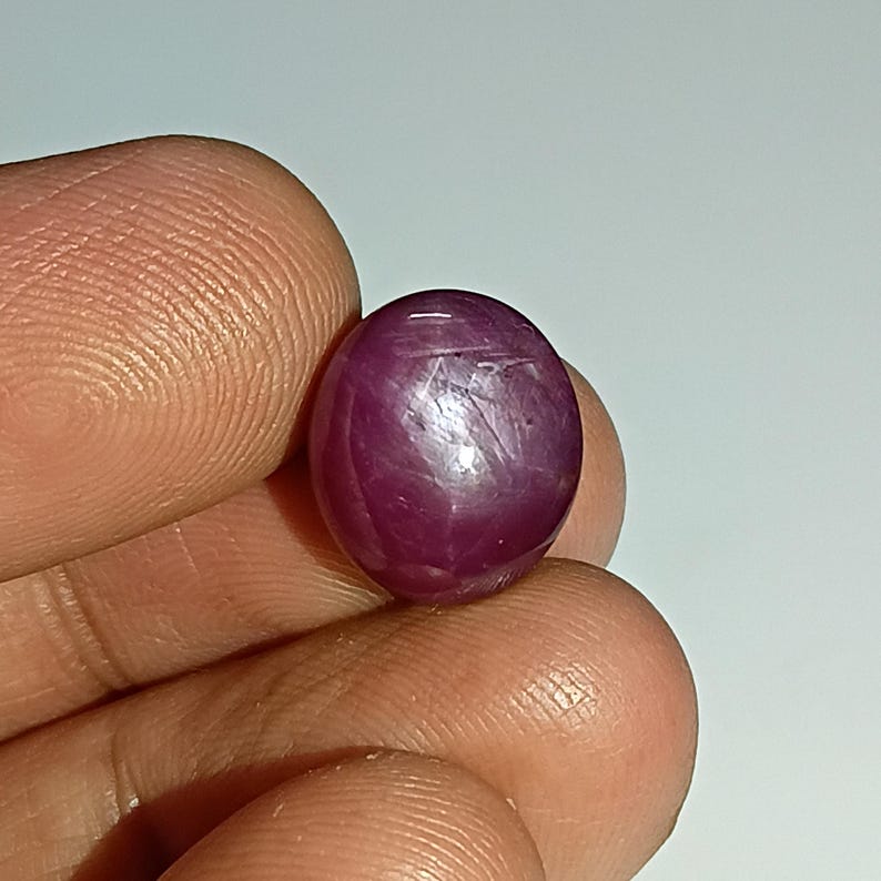 Natural 12-rays Star Ruby Cabochon: Untreated Pink Ruby Gemstone. (11× ...