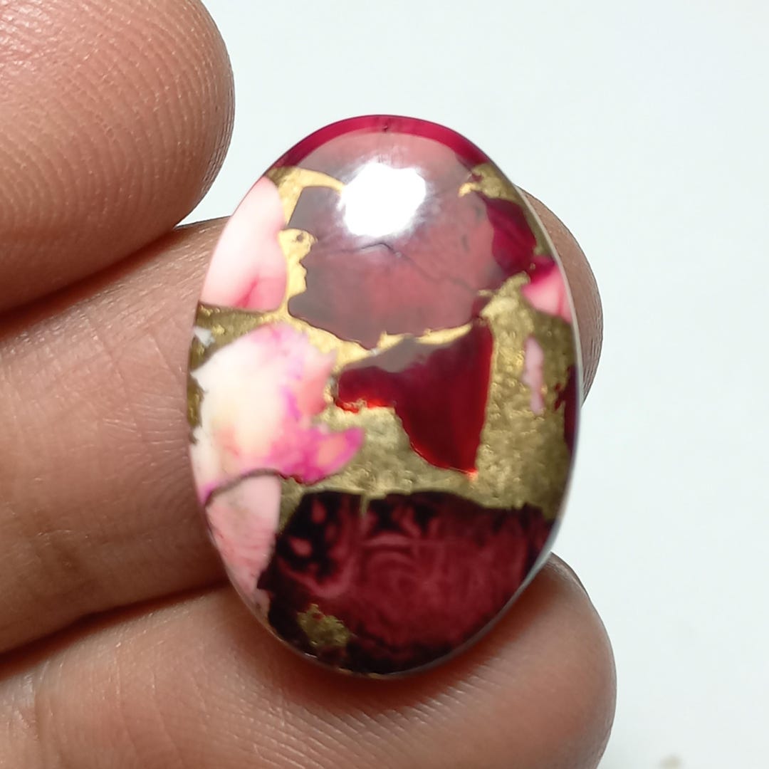 Red Rose Dahlia Mohave Copper Turquoise Cabochon Smooth Red Rose Mohave ...