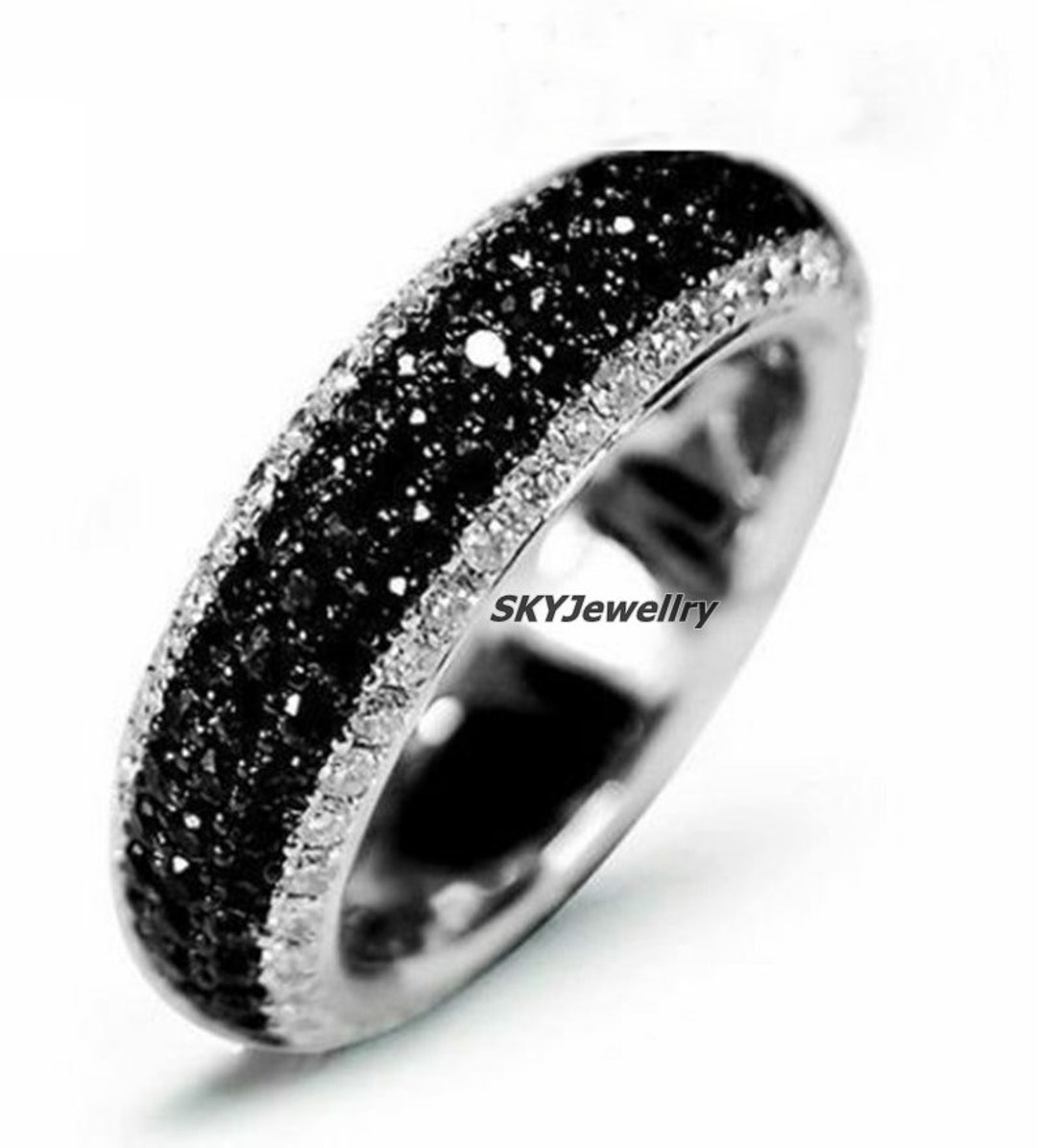 Black Spinal Band Full Eternity Band Moissanite Stacking - Etsy