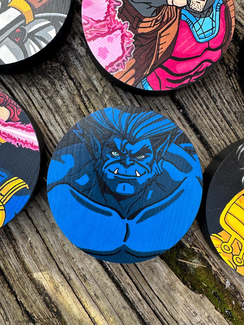 X-men ’97 Coaster Set (8) | Hand Painted Coasters | 5” Pine Wood ...
