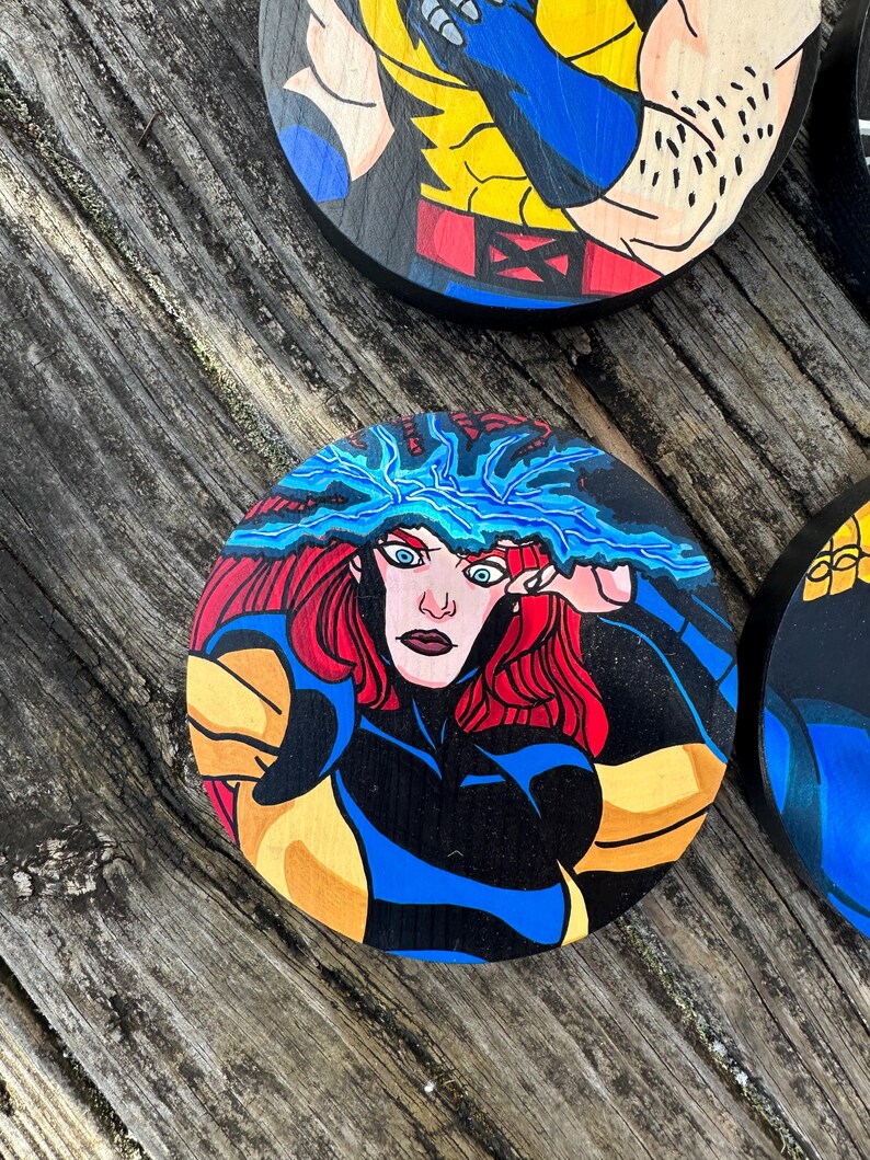 X-men ’97 Coaster Set (8) | Hand Painted Coasters | 5” Pine Wood ...