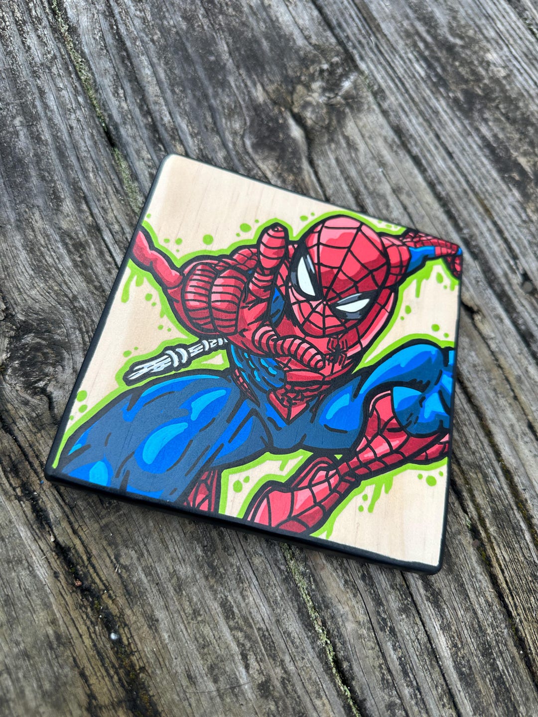 Hand Painted Spider-man Coaster | Friendly Neighborhood Web-slinger ...