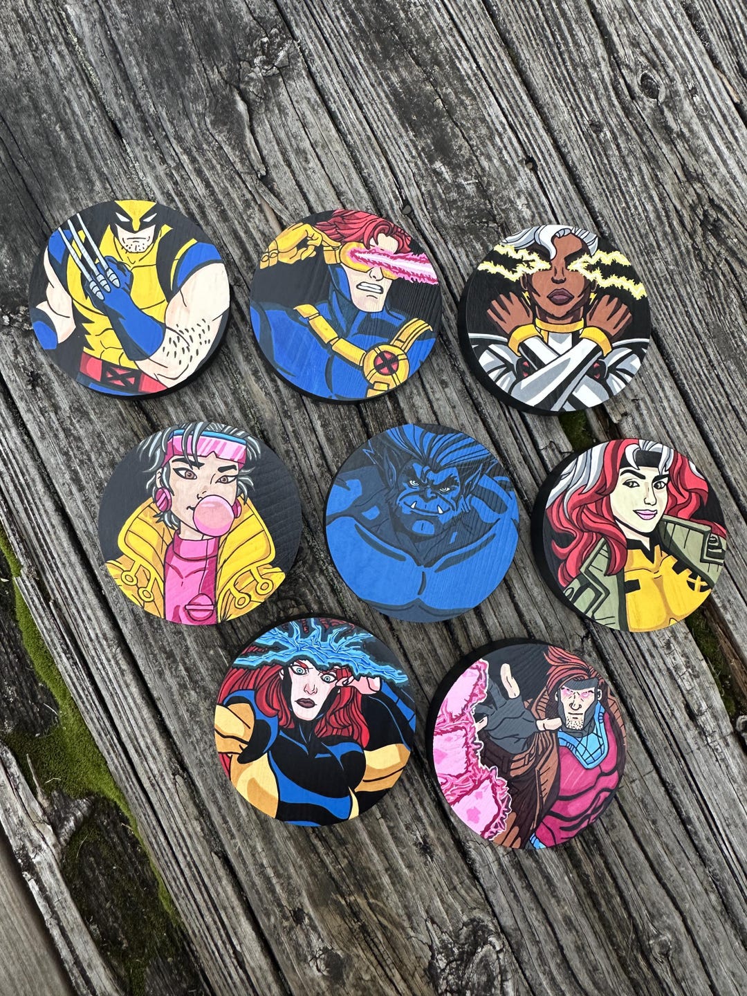 X-men ’97 Coaster Set (8) | Hand Painted Coasters | 5” Pine Wood ...