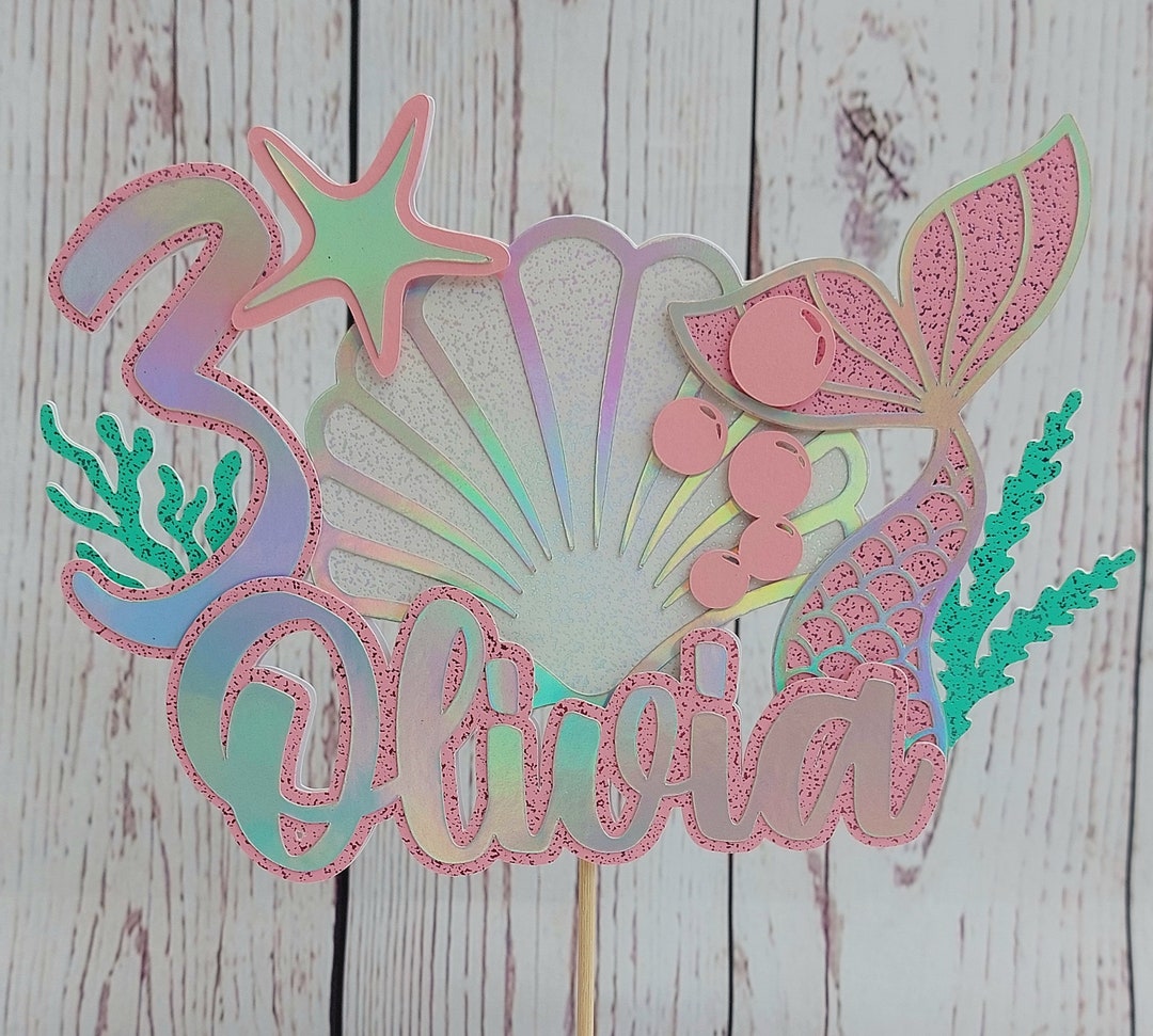 Mermaid Cake Topper, Mermaid, Cake Topper, Happy Birthday, Birthday ...