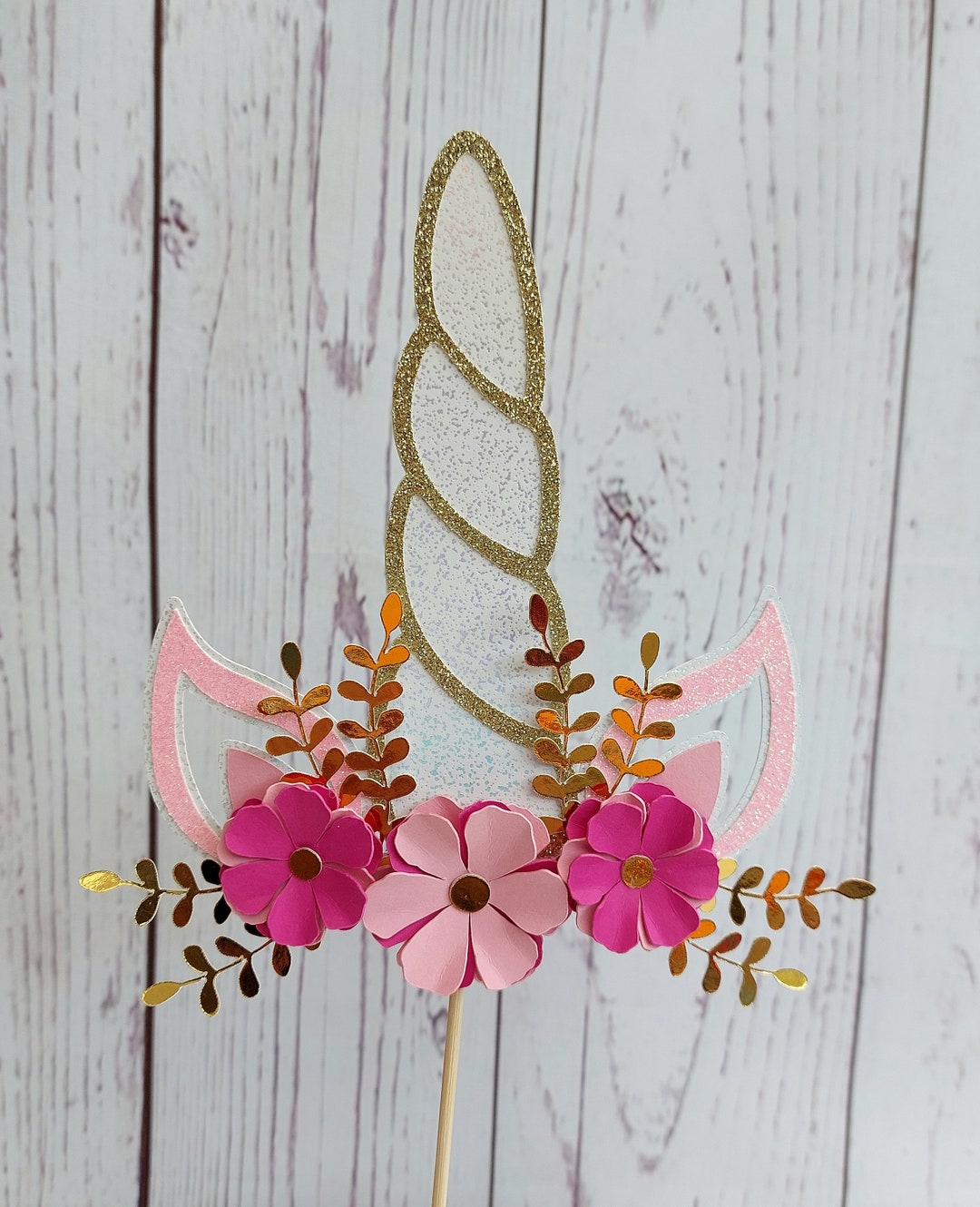 Unicorn Cake Topper Unicorn Horn Unicorn Horn And Ears Floral Unicorn
