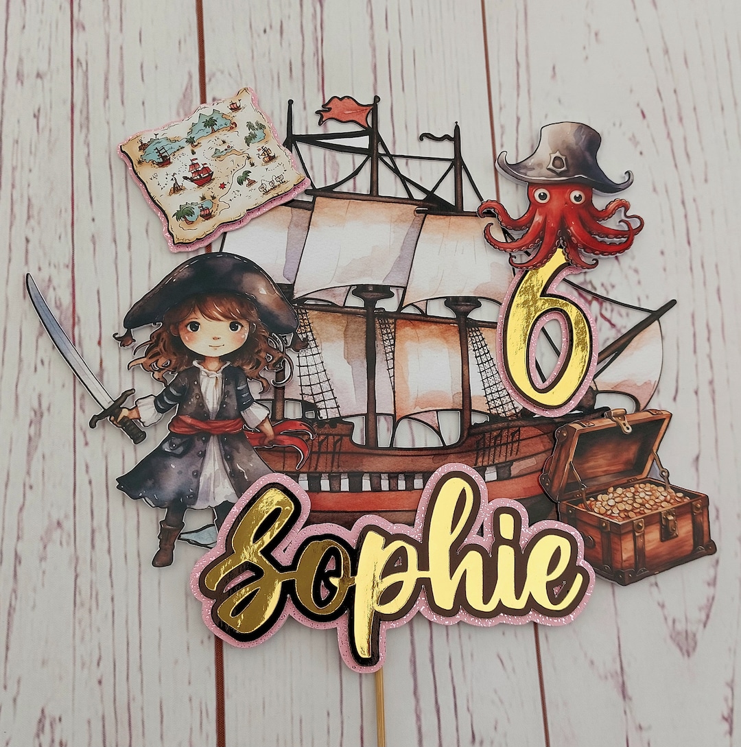 Girl Pirate Cake Topper, Pirate Cake, Pirate Party Theme, Pirate Ship ...