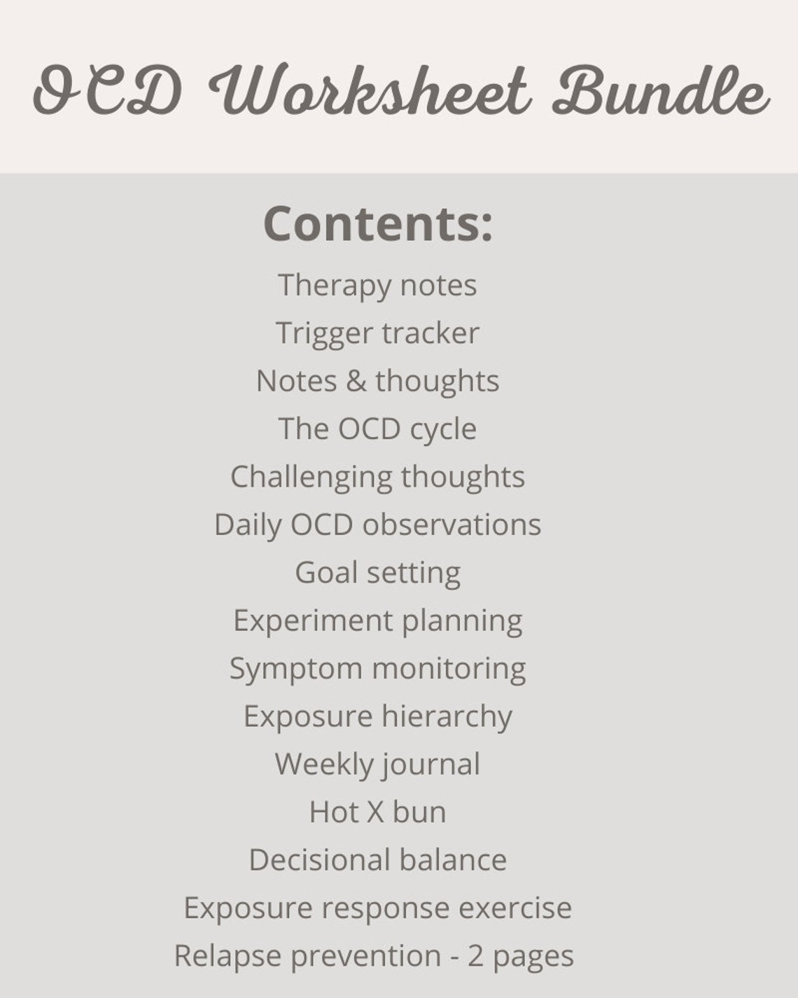 OCD Workbook | ERP Therapy Worksheets | Mental Health Printable | Self ...