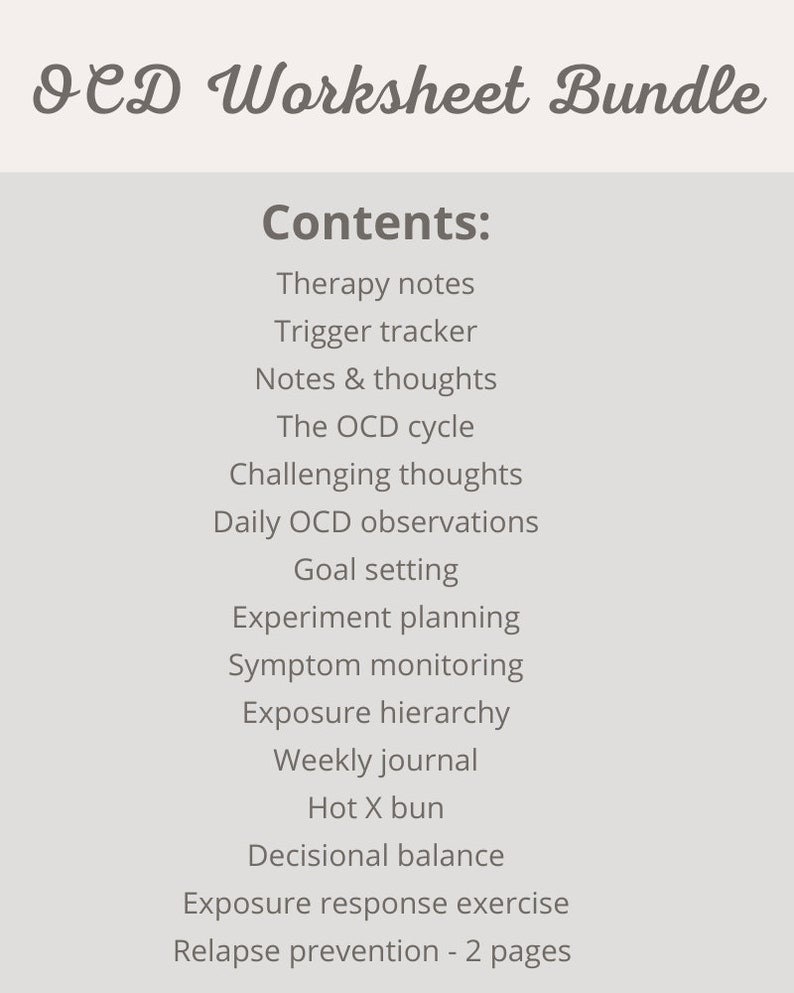 OCD Workbook | ERP Therapy Worksheets | Mental Health Printable | Self ...