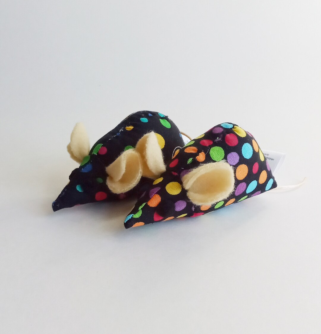 Set of Two Multi Color Shapes Print Cat Nip Filled Mouse Toy - Etsy