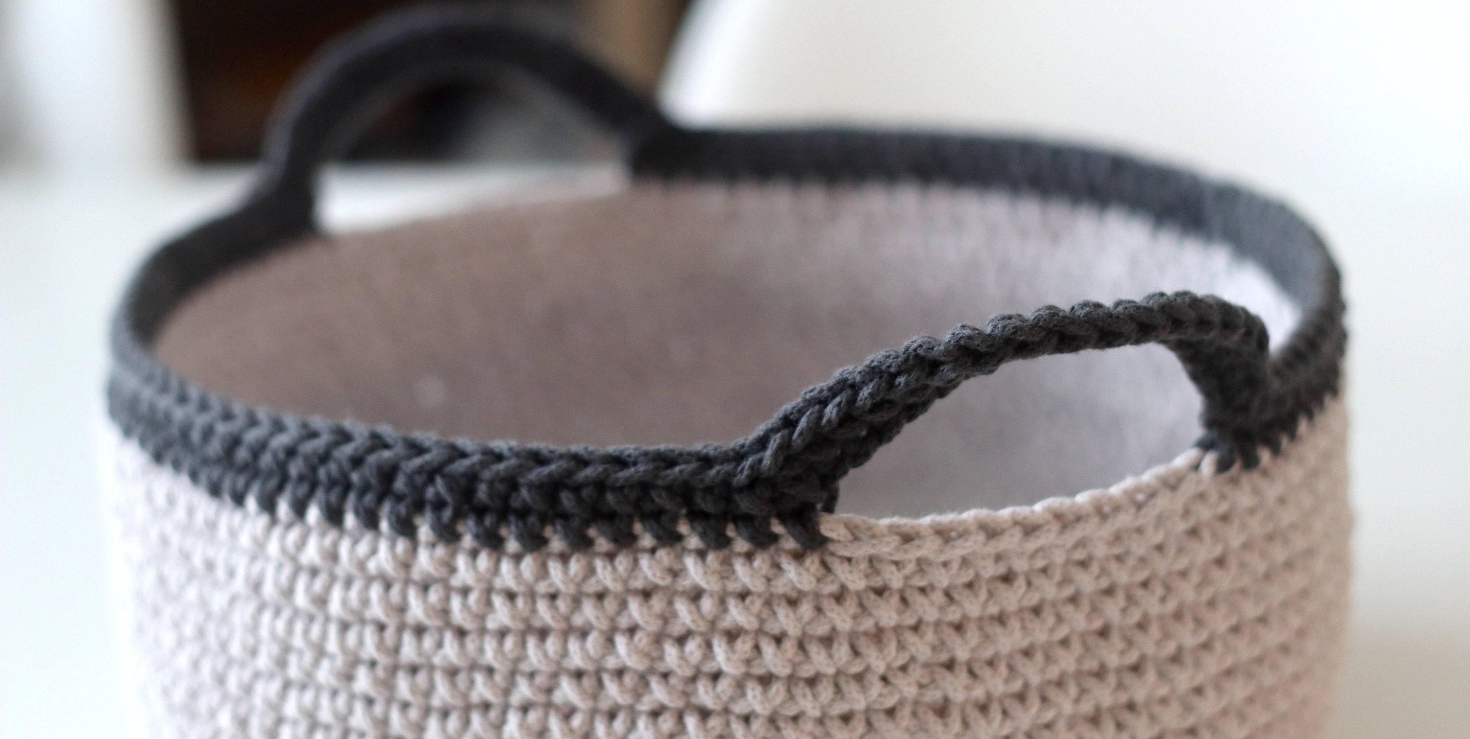 CROCHET PATTERN Basket With Handles Eufemia Braided Cord Yarn - Etsy