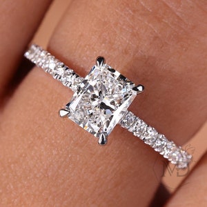 Lab Engagement Ring Radiant Cut Lab Grown Diamond Ring, 1ct IGI ...