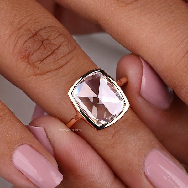 Rose Gold Cushion Cut Ring - Etsy