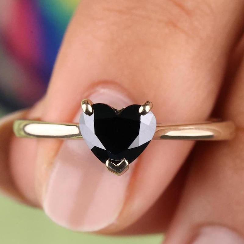 Black Heart Ring - Etsy