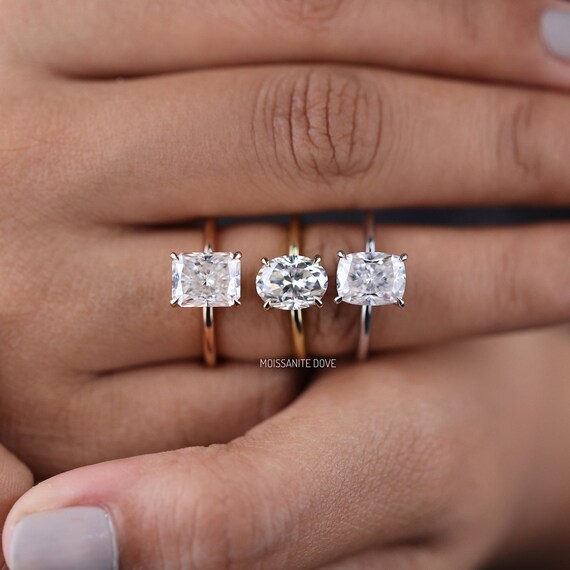 2 CT Moissanite Engagement Rings Oval Engagement Ring Cushion Moissanite Ring Radiant Cut Engagement Ring Ring For Women Solitaire Ring
