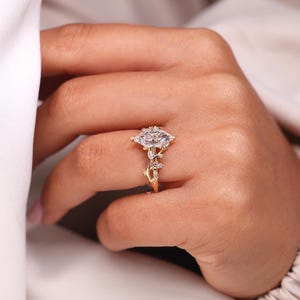Dutch Marquise Engagement Ring Gold / Vintage Lab Grown Diamond Ring ...