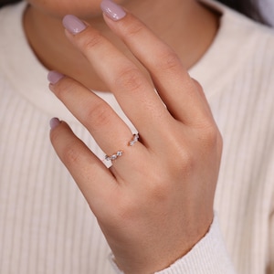 Lab Grown Diamond Open Wedding Band: Marquise & Round Cut, White Gold ...