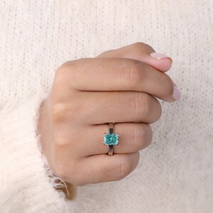 Cyan Blue Moissanite Engagement Ring 1.80 CT Radiant Cut Solitaire Ring ...