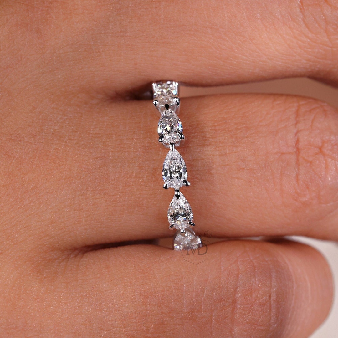 Pear Eternity Band, 5x3 MM Pear Cut Lab Grown Diamond Wedding Band ...