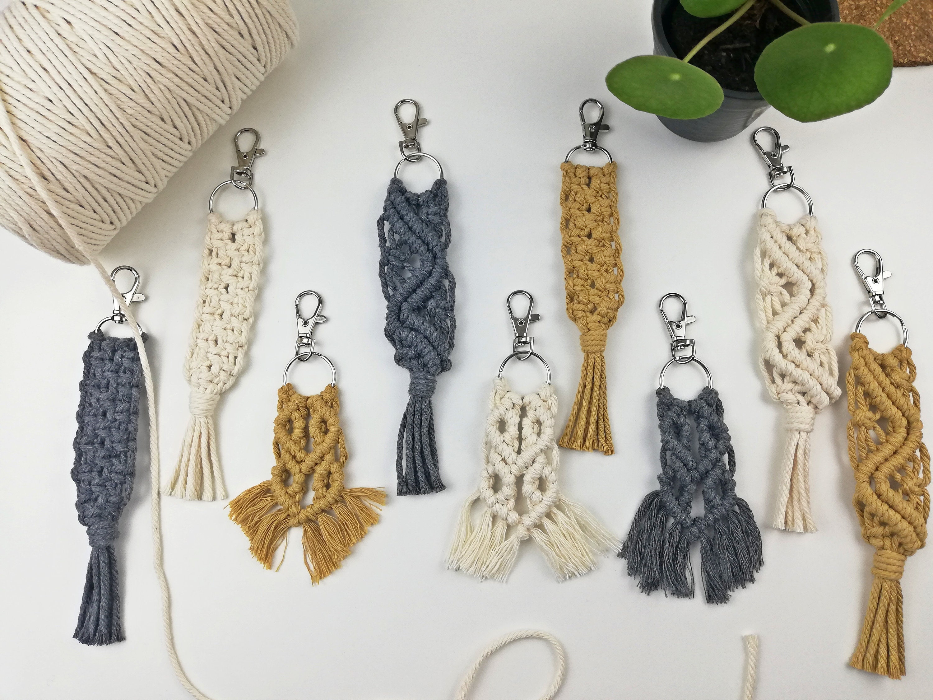 3 Macrame Keychain Patterns PDF | Instant Download Tutorial | Knot ...
