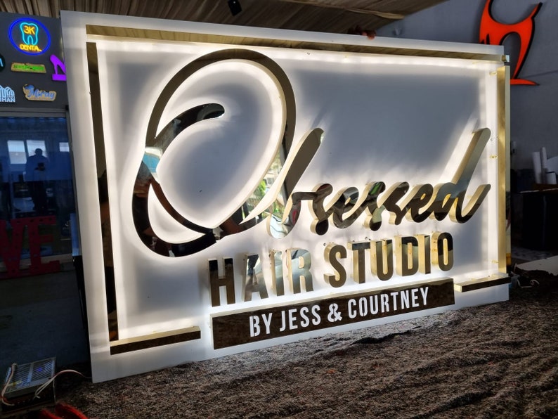 Custom Backlit 3D Business Sign | Company Logo 3D LED Metal Sign | 3D ...