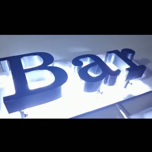 Bar Sign, Backlit Company Sign, 3D Led Logo Custom Signage, Metal Light ...