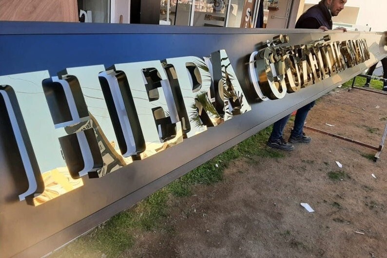 3D Letters Business Outdoor Signs, Backlit Stainless Steel 3D Letter ...