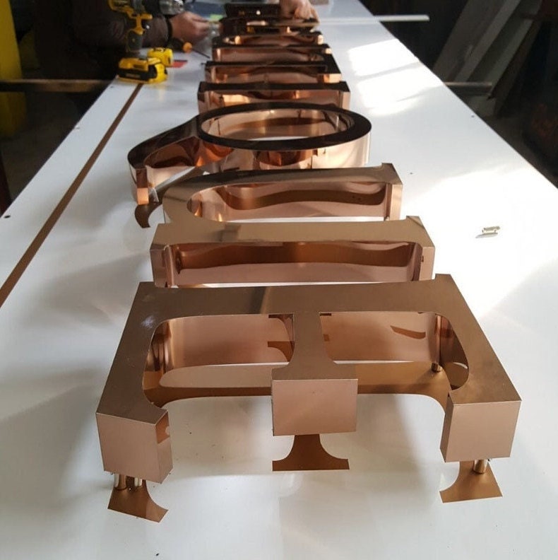 3D Letters Business Outdoor Signs, Backlit Stainless Steel Letter Sign ...