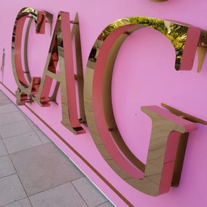 3D Letters Business Outdoor Signs, Backlit Stainless Steel Letter Sign ...