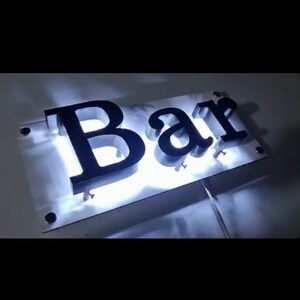 Bar Sign, Backlit Company Sign, 3D Led Logo Custom Signage, Metal Light ...