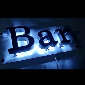 Bar Sign, Backlit Company Sign, 3D Led Logo Custom Signage, Metal Light ...