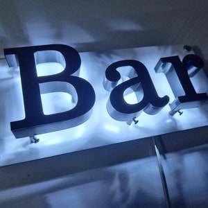 Bar Sign, Backlit Company Sign, 3D Led Logo Custom Sign, Metal Light ...