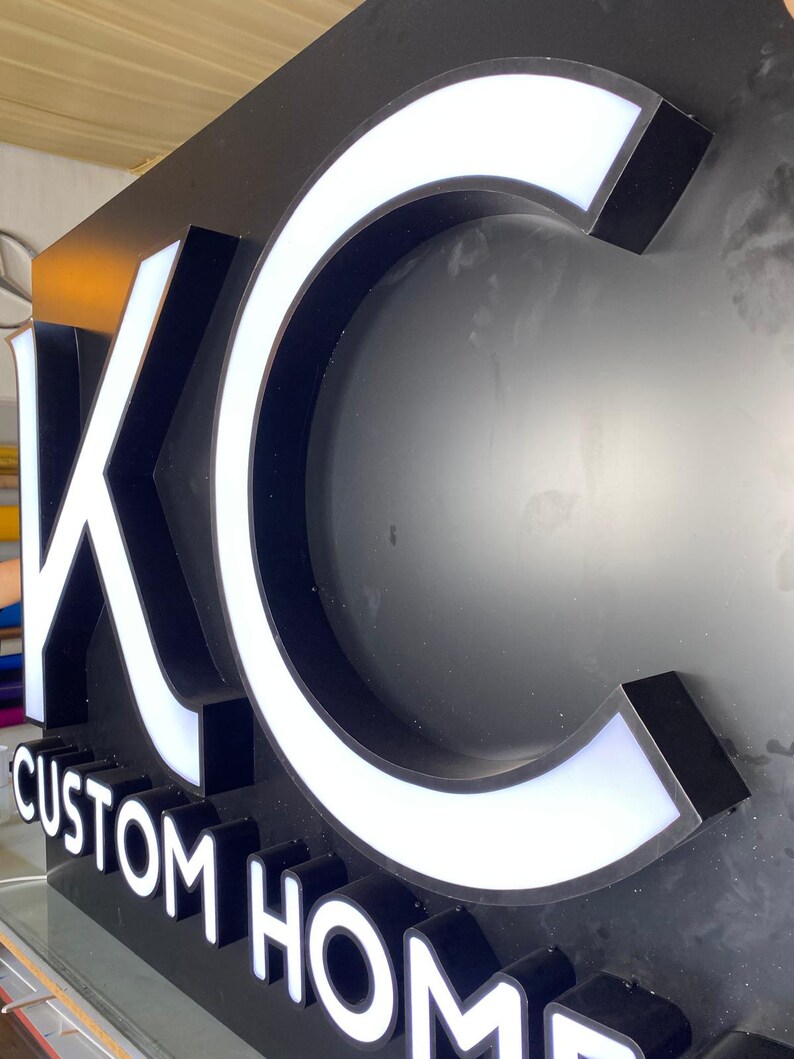 Company Logo 3D LED Metal Sign | Custom Backlit 3D Business Sign | 3D ...