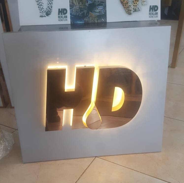 3D Letters Business Outdoor Signs, Backlit Stainless Steel Letter Sign ...