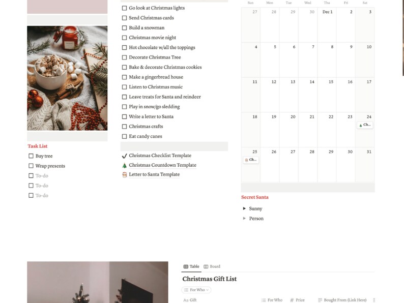 2023 Christmas Tracker Notion Template Christmas Notion Dashboard Christmas Gift Tracker Notion ...