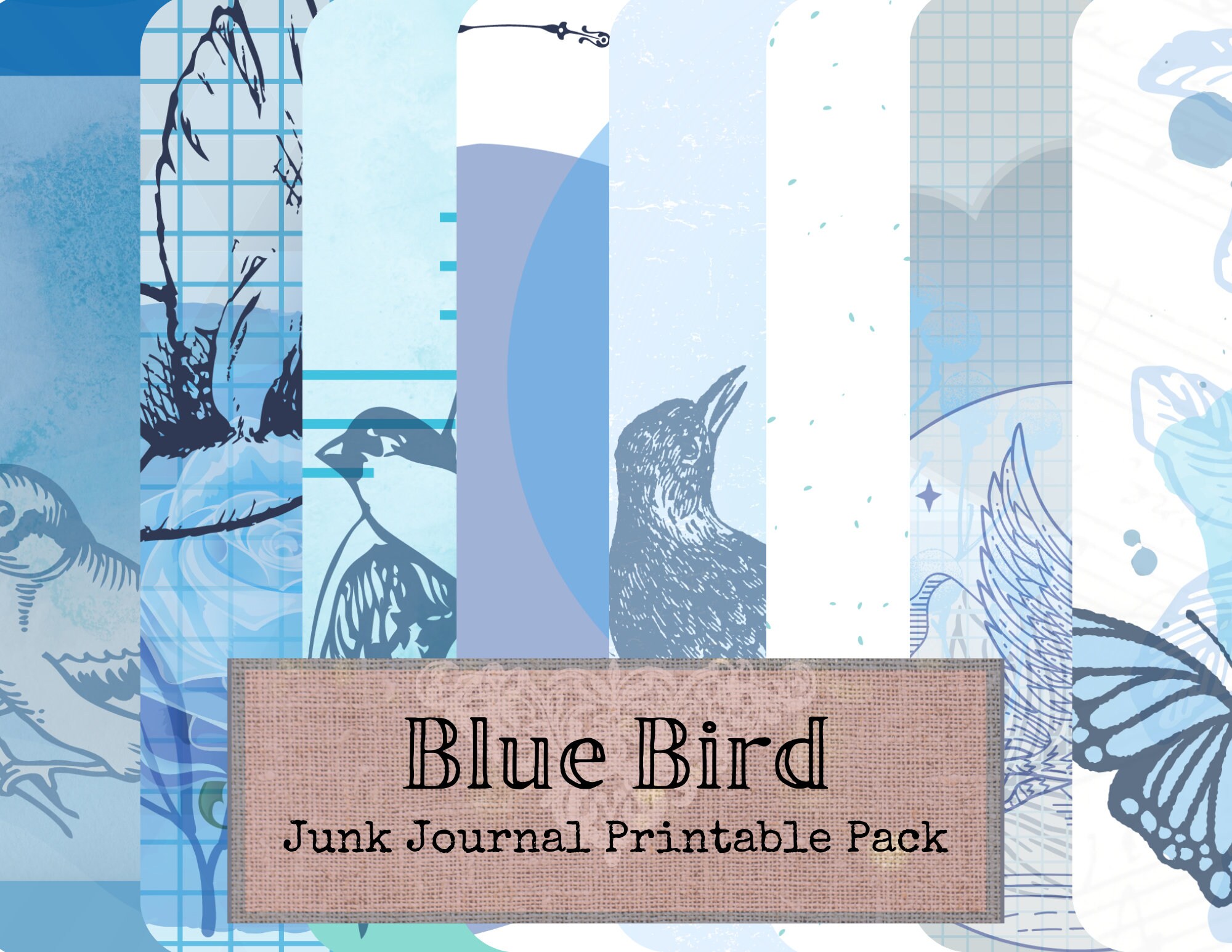 Blue Bird Junk Journal Printable Pack | Bird Journaling Pages | Blue ...