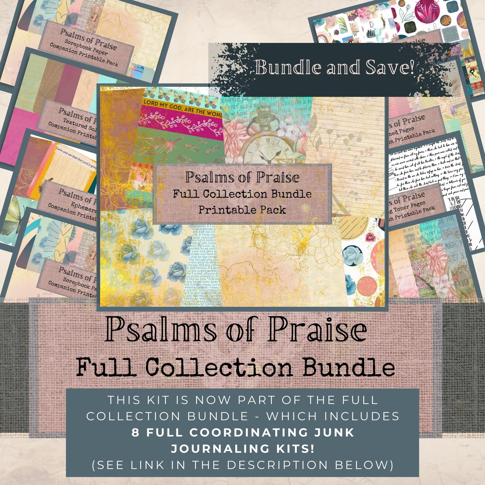 Psalms of Praise Distressed Junk Journal Printable Pages | Digital ...