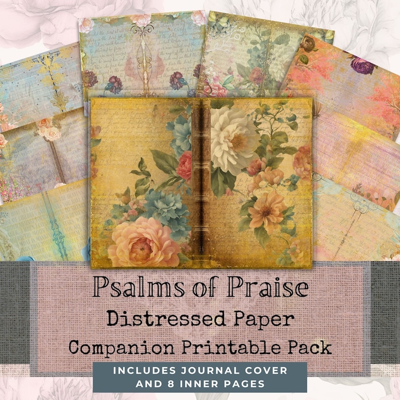 Psalms of Praise Distressed Junk Journal Printable Pages | Digital ...