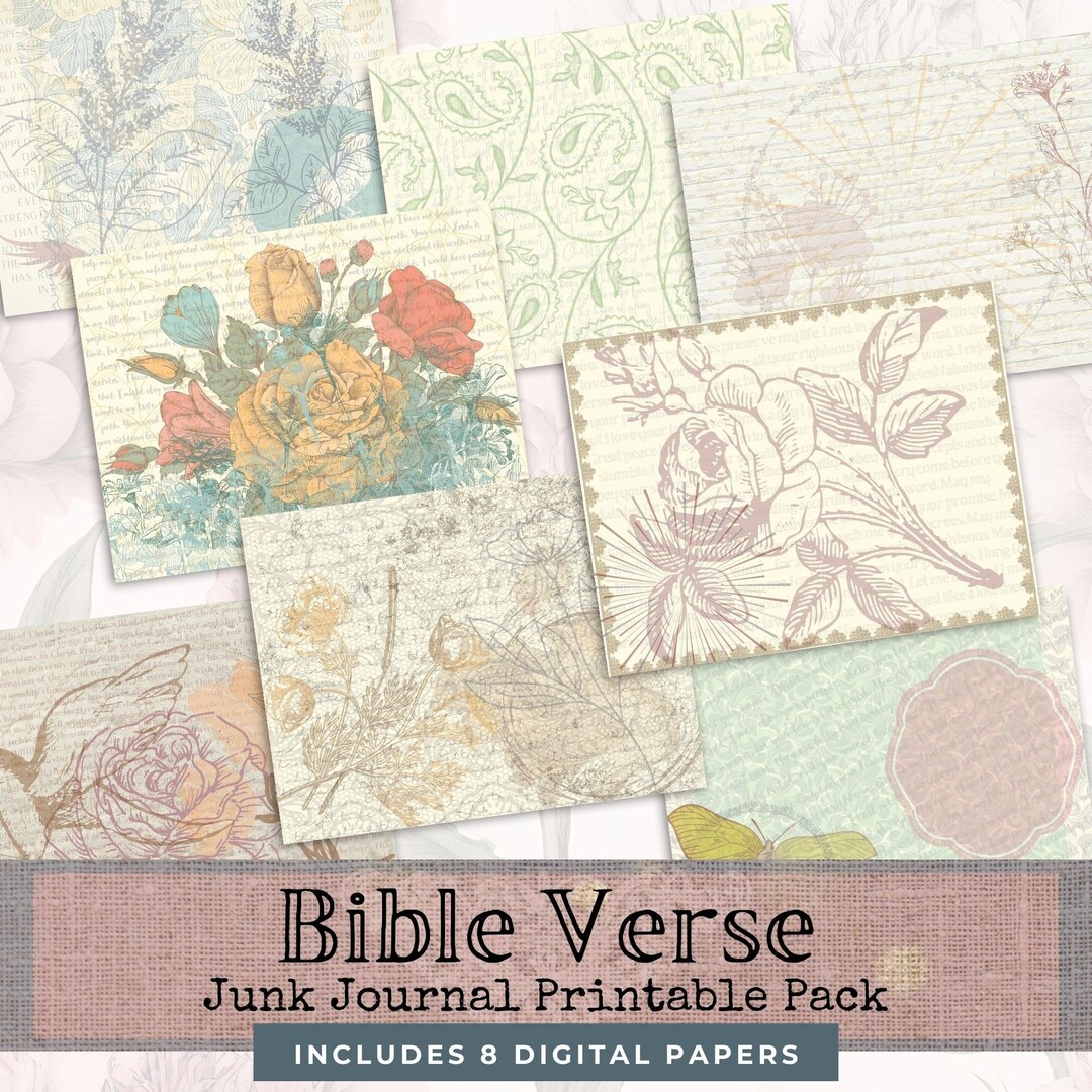 Bible Verse Printable Pages | Christian Junk Journal Kit | Bible ...