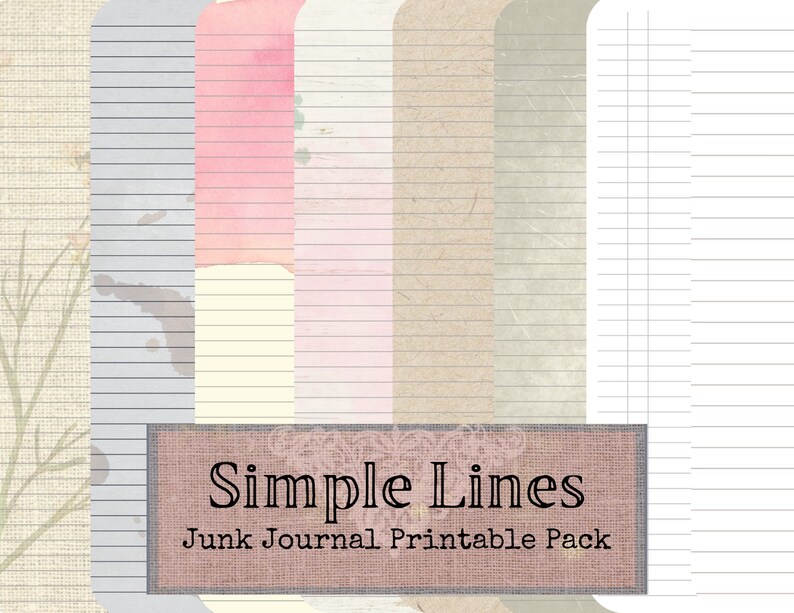 Basic Junk Journal Printable Bundle Lined Paper Digital Bundle DIY ...