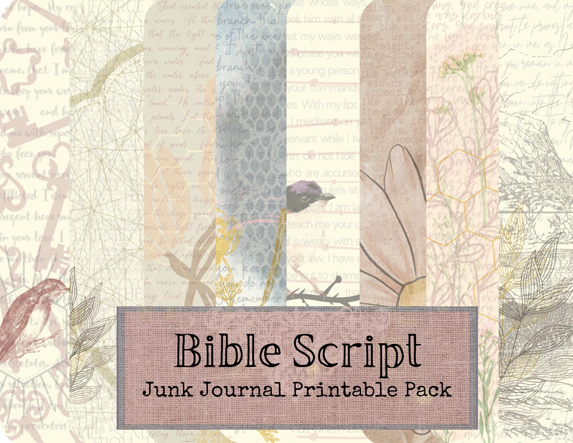 Bible Script Junk Journal Printable Pack Christian DIY Journal Papers ...