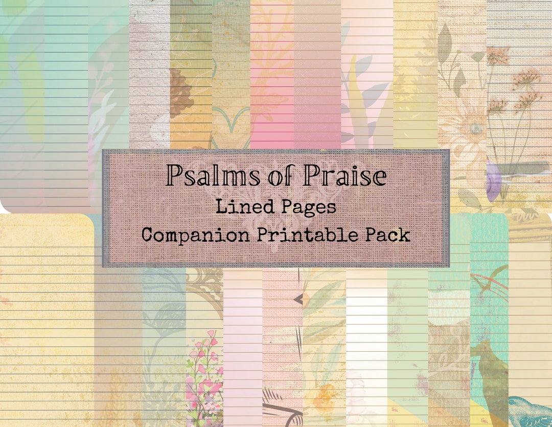 Psalms of Praise Lined Paper: Junk Journal Printable Kit (digital ...