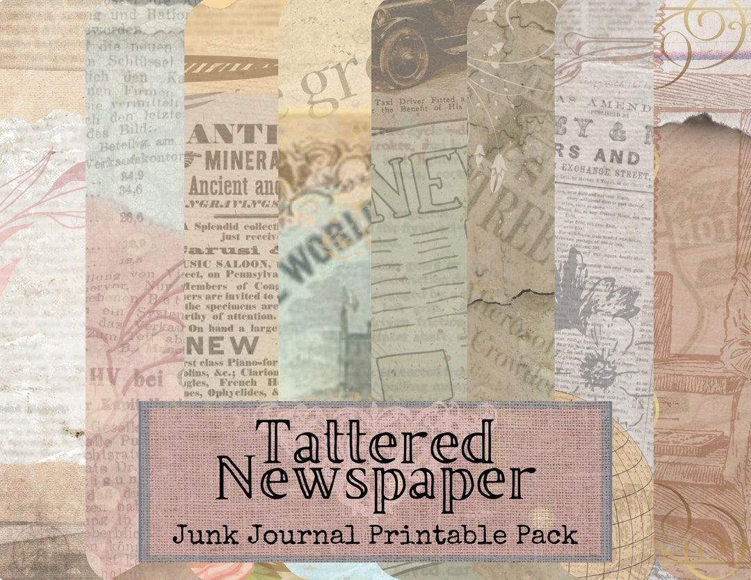Tattered Newspaper Junk Journal Printable Pages | Vintage Newspaper ...