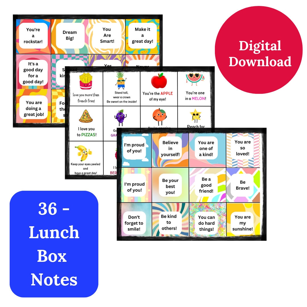 PDF Printable Lunch Box Notes for Kids I Positivity I Kindergarten I ...