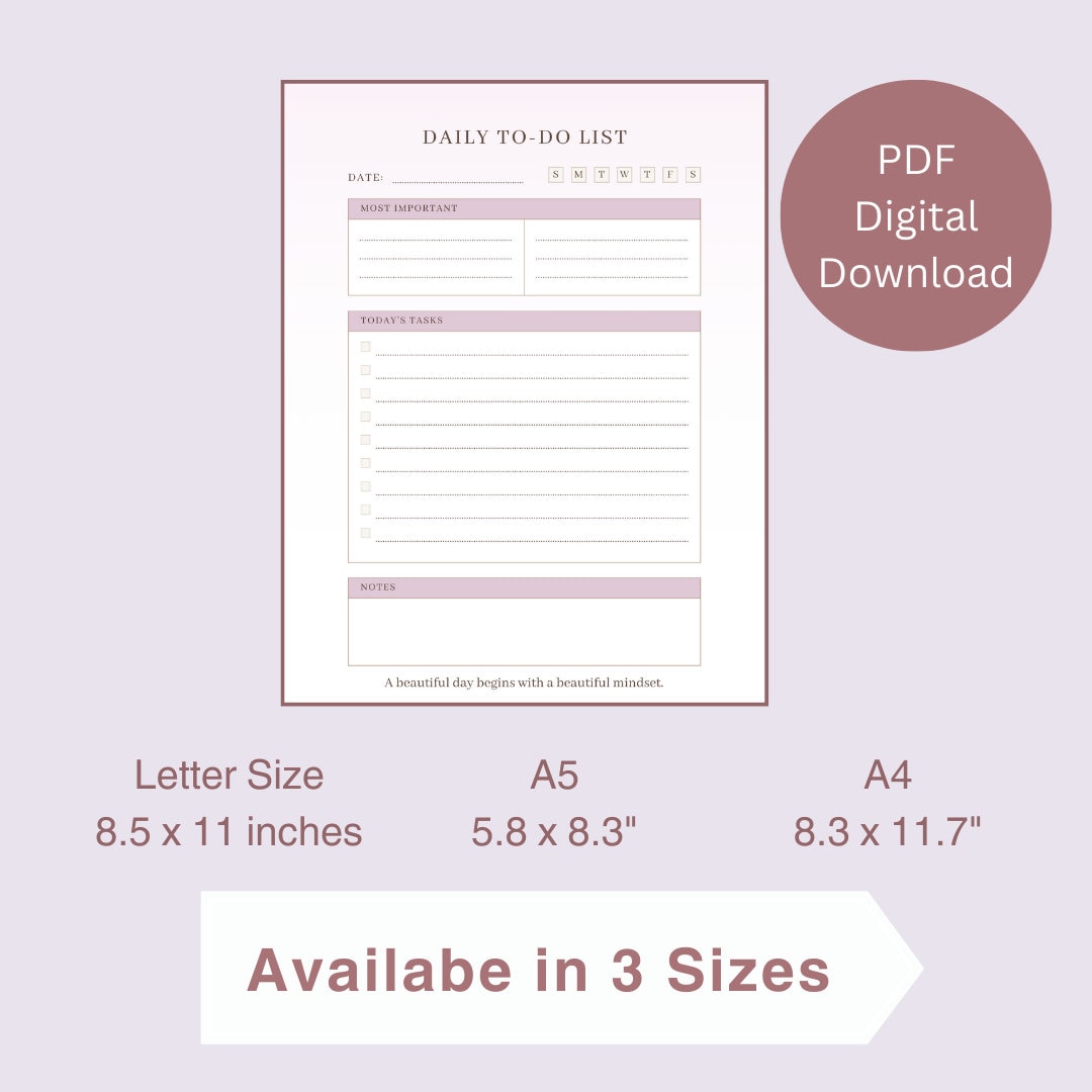 Printable Daily Checklist I To-do List, Organization I Tracker I ...
