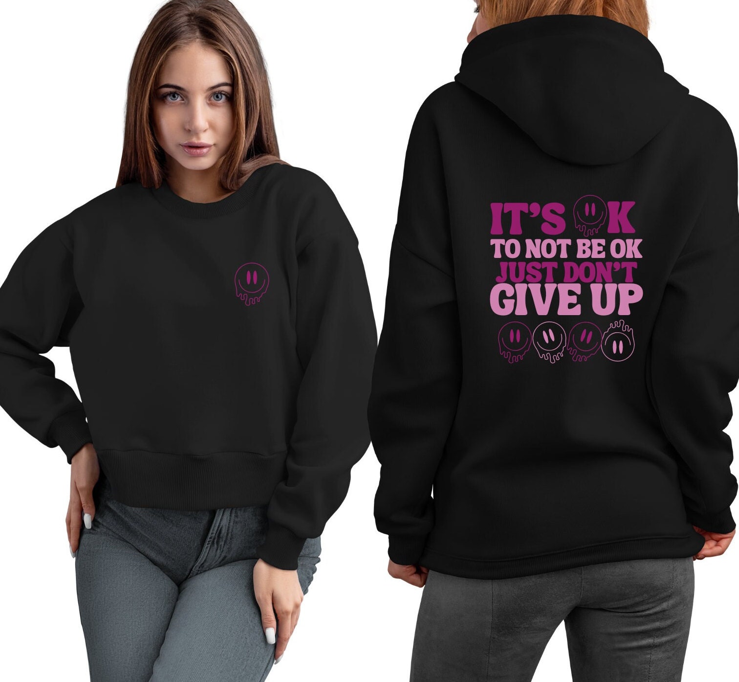 It's Okay to Not Be Okay, Just Dont Give up Pink Smiley Faces Positive ...